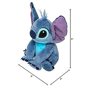 Disney Stitch Plush - 6 inch Mini Bean Bag, Lilo and Stitch, Cuddly Alien Soft Toy with Big Floppy Ears and Fuzzy Texture, Suitable for All Ages 0+ Toy Figure