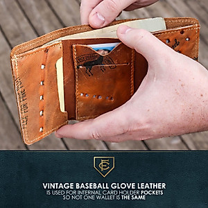 FIELDERS CHOICE GOODS Leather Trifold Wallet - Handcrafted from Vintage Baseball Gloves by FC Goods