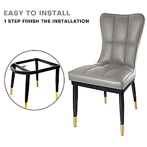 Bekrvio High-Back Faux Leather Dining Chairs Set of 2, Modern Sturdy Upholstered Accent Side Chair Deep Sponge Padded Seat with Metal Legs for Kitchen Dining Room Living Room Bedroom(Silver)