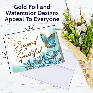 T MARIE 24 Gold Foil Funeral Thank You Cards With Message Inside - 4.5 x 6.25” Floral Bulk Sympathy Flower Thank You Cards with Words Inside - Bereavement Thank You Notes With Envelopes