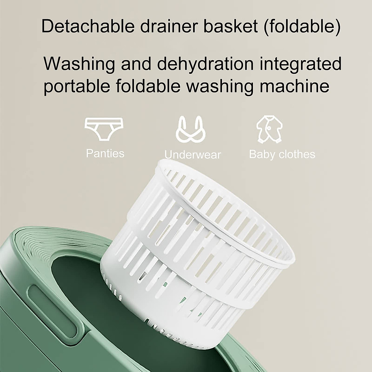 Portable Washing Machine, Folding Mini Washing Machine with Drain Basket, Fully-automatic Electric Foldable Tub Laundry Washer and Soft Spin Dry for Socks, Baby Clothes, Towels, Delicate Items (Color