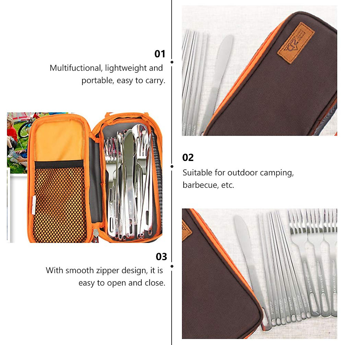 YARNOW Flatware Tableware Bag Barbecue Cookware Drain Pouch Cutlery Utensil Drain Storage Organizer for Outdoor Travel Picnic Camping