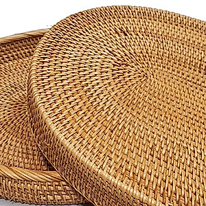 17" Extra Large Oval Rattan Severing Tray Without Handles for Fruit,Breakfast, Handwoven Fruit Vegetables Serving Basket,Kitchen Island Decorative Serving Tray for Drinks,Snack,Coffee and Tea,XX-L