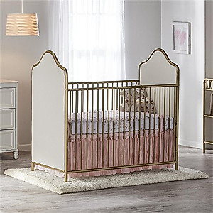 Little Seeds Piper Upholstered Metal Crib, Gold
