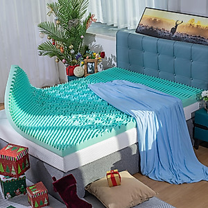 Askme 3 Inch Zoned Gel Memory Foam Mattress Topper Full Size with Bonus Breathable Cover Air Flow Design｜US and Euro Certified, Blue 3 Inch Zoned (GJTGC03-46)