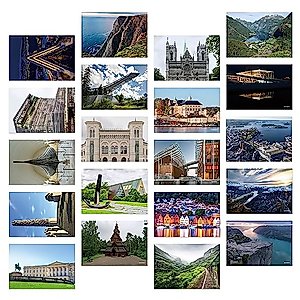 Dear Mapper Norway Vintage Landscape Postcards Pack 20pc/Set Postcards from Around the World Greeting Cards for Business World Travel Postcard for Mailing Decor Gift
