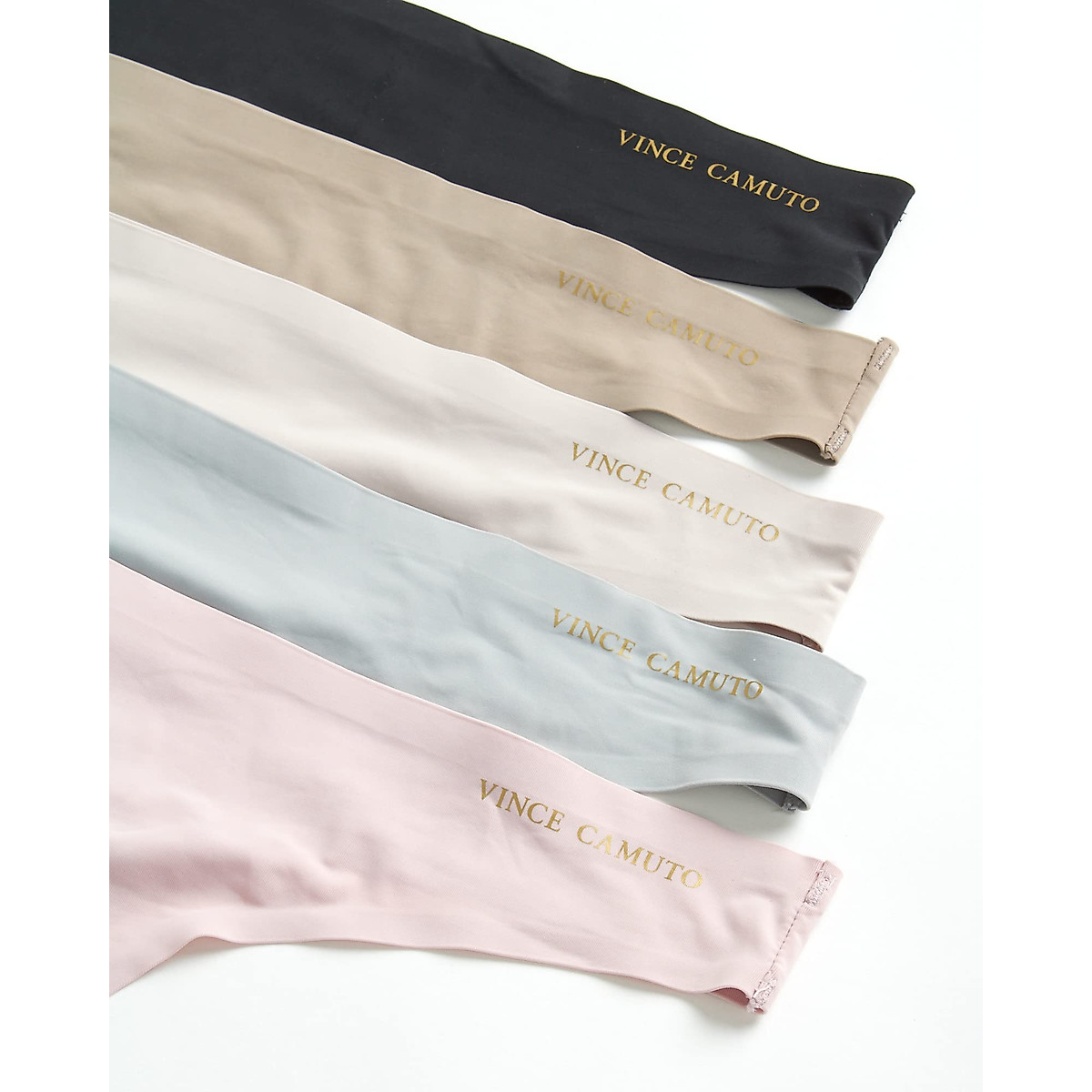 Vince Camuto Women's Thong Underwear - 5 Pack/10 Pack Ultra Soft Sexy Lingerie Thong Panties - Breathable Underwear for Women, Size Large, Grey Assorted (5 Pack)