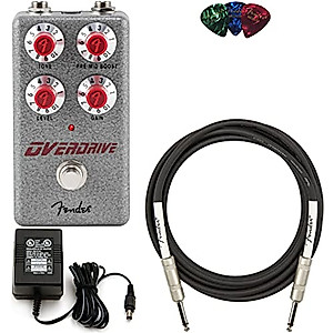 Fender Hammertone Overdrive Bundle with Power Supply, Instrument Cable, and Picks