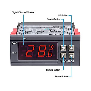2pcs STC-1000 Digital Temperature Controller DC 12V 10A Digital LED Temperature Controller Thermostat Control Switch 2 Relay Output Cooling Heating and NTC Sensor Probe