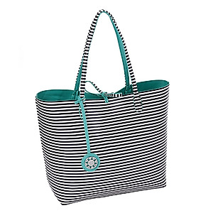 Sydney Love Serve It Up Tennis Reversible Tote & Wristlet, Turquoise/Stripes