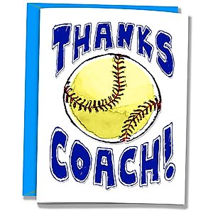 1-Pack Awesome SOFTBALL Coach (5x7) Thanks Coach Card Greeting Card Set Awesome for Softball Players, Teams, Coaches, Family and Fans - Your Coaches Will Love 'Em!