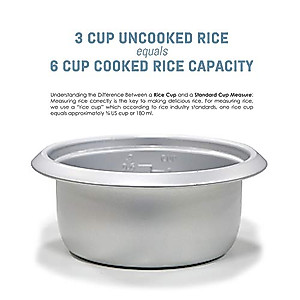 Maxi-Matic Elite Gourmet ERC-003ST Electric Rice Cooker & Steamer w/Automatic Keep Warm Makes Soups, Stews, Grains, Cereals, 6 Cooked (3 Cups Uncooked), 6 Cups Cups), White