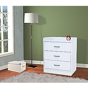 Kings Brand Furniture Jericho White Wood 3 Drawer Chest