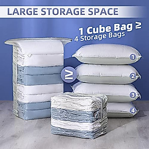 TAILINK 6 Pack Vacuum Storage Bags Space Saver Cube Vacuum Sealer Bags Large (3 Medium, 3 Large) Save 80% Space Vacuum Bags for Comforters Blanket Clothes Bedding Space Bags Vacuum Storage Bags