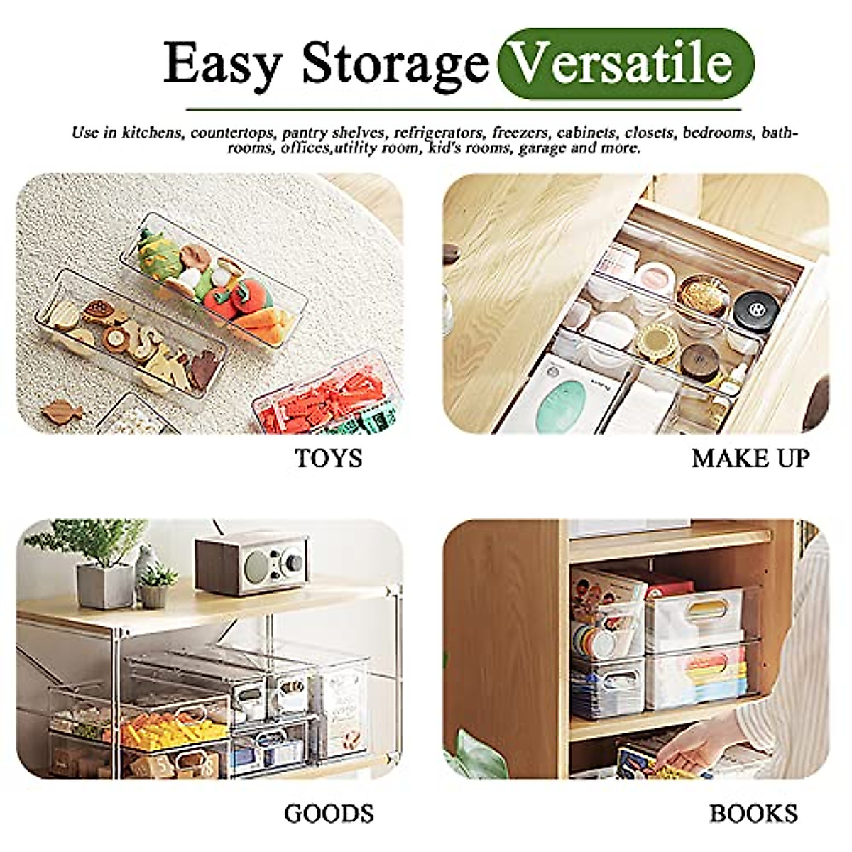 bealy 3 Pack Refrigerator Organizer Bins with Pull-out Drawer,Fridge Drawers Clear Stackable Storage Bins Containers for Freezer, Refrigerator, Fridge Organization,Kitchen Organization and Storage