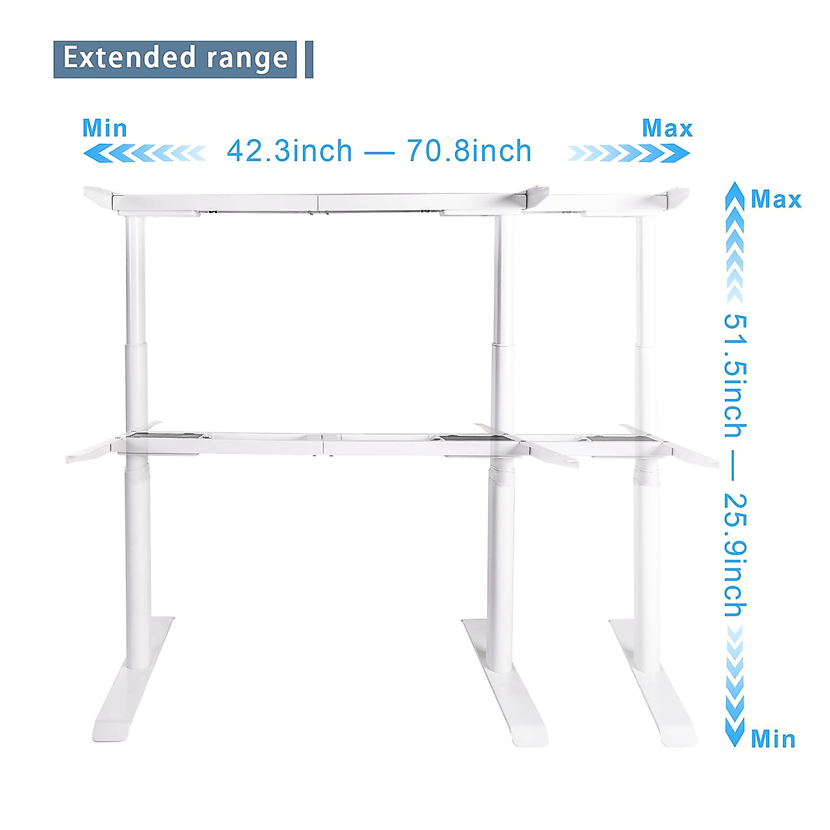 Fromann 3 Tier Oval Legs Dual Motor Electric Standing Desk Frame Height Adjustable Handset with USB A+ C Ports Sit Stand up Desk Base (White)