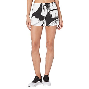 adidas Women's Essentials Printed 3-Stripes Short, Black/Black, Small