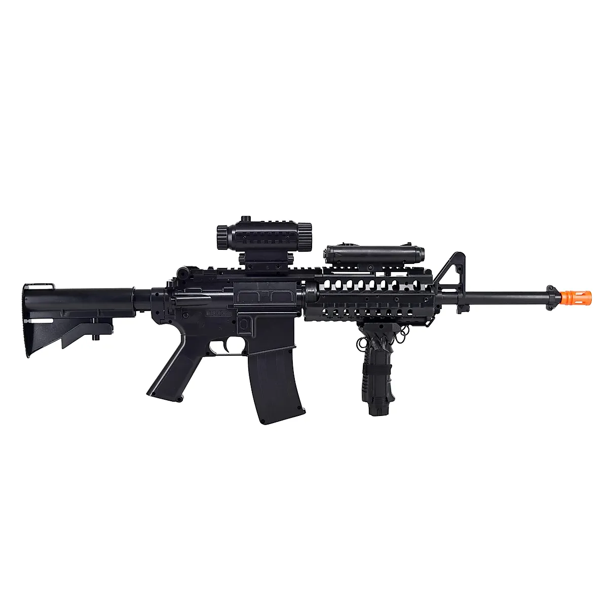 Fire Power SOFT AIR USA F4D AEG Electric Airsoft Rifle with Flashlight and Laser, Black, 200 FPS
