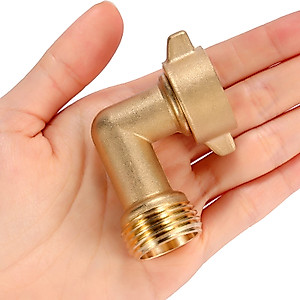 Sanpaint 2 Pack Garden Hose Elbow Connector 90 Degree Brass Hose Elbow, 3/4" Heavy Duty Hose Adapter with 4 O-rings Brass Garden Hose Elbow Solid Brass Adapter