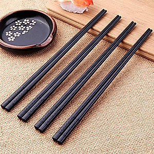 VIWIK 5 Pairs Fiberglass Premium Chopsticks Reusable Classic Japanese Korean Chopsticks Easy to Use Lightweight Chopsticks Dishwasher Safe Matte Anti-slip Gift Sets with Box, 9.6 inch