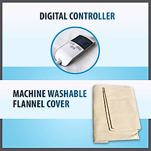 Extra Large Moist Heating Pad with Auto Shut Off for Cramps and Back Pain by ThermoRelief - Extra Hot Medical Grade Digital Electric Pad – King Size (26" x 14") Ivory