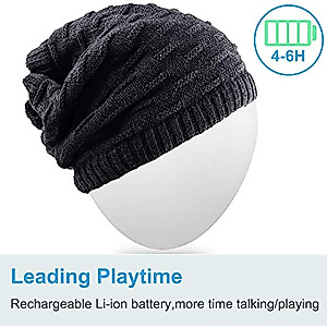 Qshell Unisex Washable Trendy Bluetooth Music Beanie Hat Cap Scarf w/Wireless Headphones Headsets Earpieces Mic Hands Free for Lifestyle Gym Sports Fitness Running Skiing Snowboard Hiking - Black