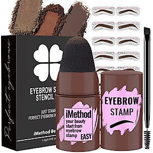 iMethod Eyebrow Stamp and Eyebrow Stencil Kit - for Perfect Eyebrow Makeup, Eyebrow Pomade, 20 Eye brow Shaping Kit, Easy to Use, Long-Lasting, Brown