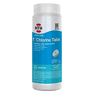 HTH Pool Care 1" Chlorine Tabs, Swimming Pool Chlorinating Sanitizer, Kills Algae and Bacteria, 1.5 lbs.