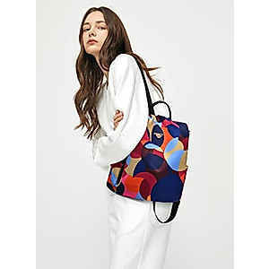 NAITOKE Women Backpack Anti-theft Backpack Lightweight Travel Shoulder Bag,red-colorful,L