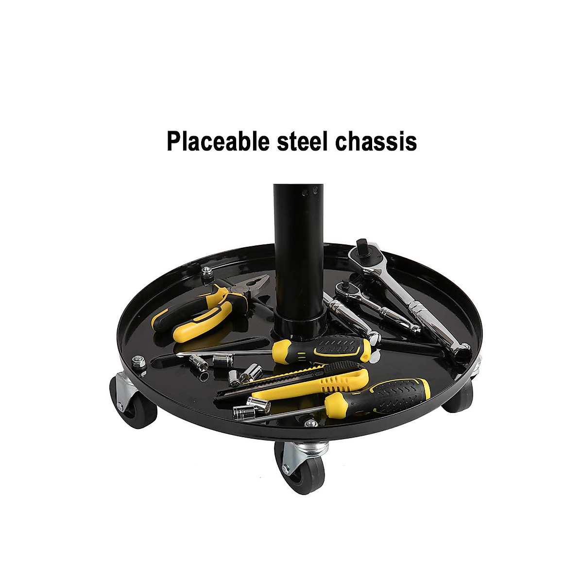 Aain® Adjustable Height Swivel Shop Seat with Tool Tray, Rolling Stool with Wheels/Casters For Garage Workshop and Auto Repair Shop(Black)