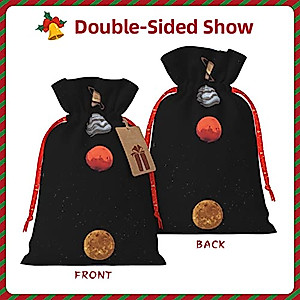 Drawstrings Christmas Gift Bags Galaxy-Starry-Sky-Planets Presents Wrapping Bags Xmas Gift Wrapping Sacks Pouches Medium