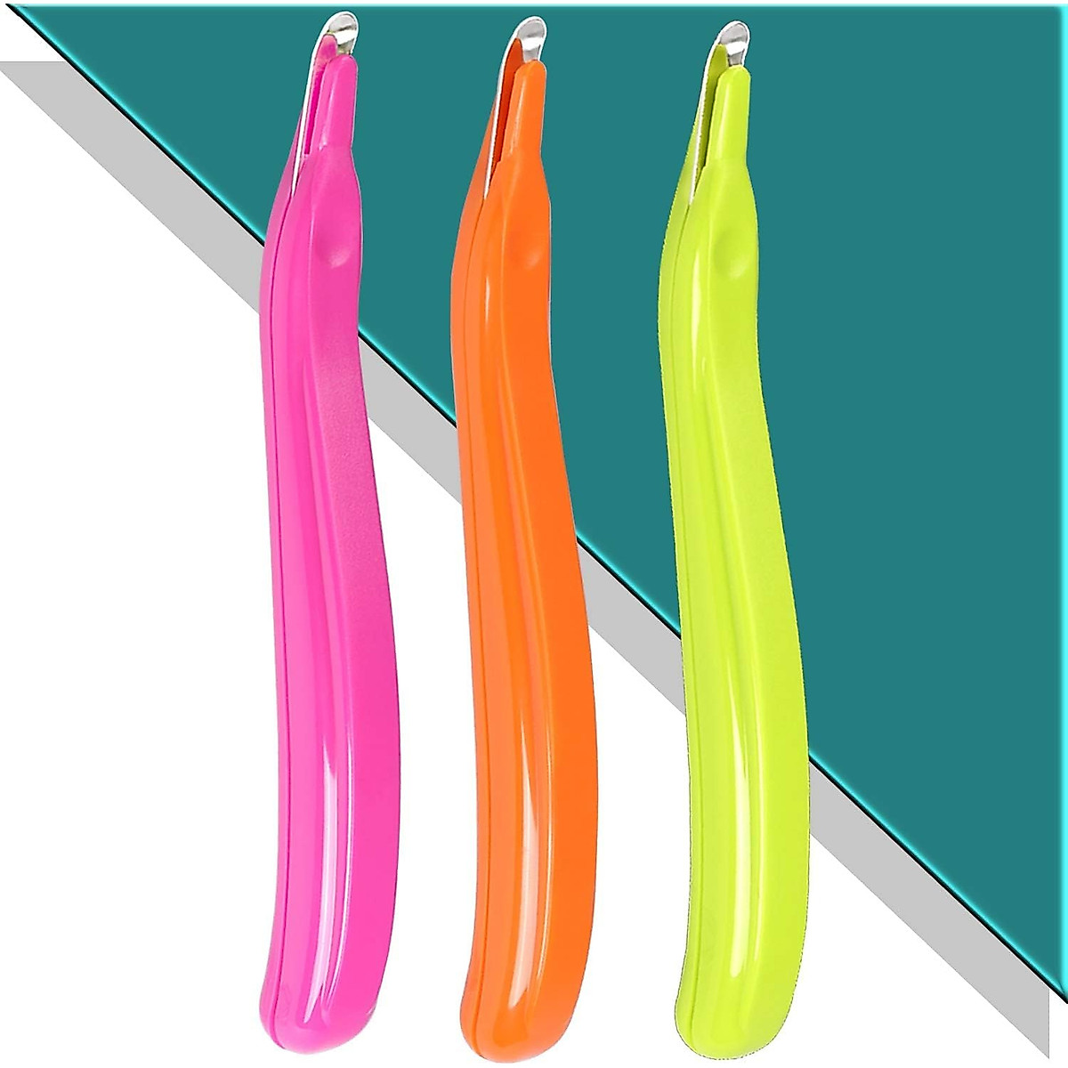 Professional Magnetic Staple Remover Puller Staple Puller Tool Staples Remover Staple Removal Tool for School Office Home (Orange, Rose, Green)