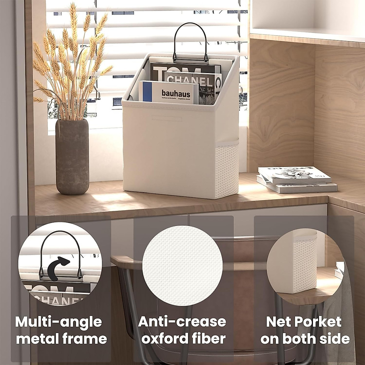 SESIIduo 2 Pack Wall Hanging Storage Bags with Sticky Hooks, Closet Hanging Organizer, Crease Resistant Oxford Fabric, Storage Bags for Bathroom Dorm Room