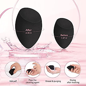 Makeup Sponges, 3-Pack Foundation Blending Beauty Sponge, Professional Beauty Makeup Set for Dry & Wet Use (Black)…