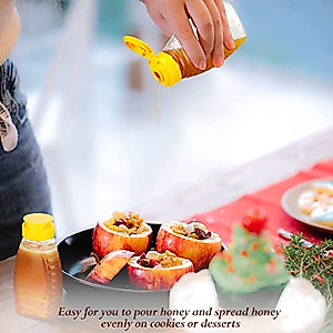 32 Pcs 8.8 oz Clear Plastic Honey Jar Empty Honey Bottles with Caps Refillable Honey Containers Leakproof Honey Squeeze Bottle Honey Bottle Container Holder with Flip Lid for Storing Dispensing Yellow