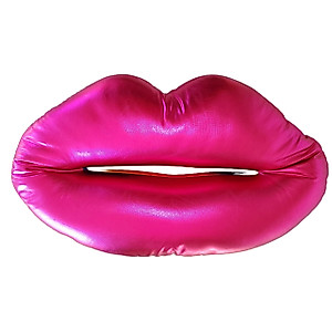 iscream Good Lovin' SWAK Giant 29.5" x 23" Lips Shaped Microbead Accent Pillow, Metallic Pink and Rainbow