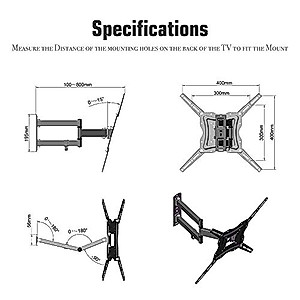 Stainless Steel Frame TV Wall for Most 26-55 Inches Flat Curved TVs,Adjustable TV Wall Stand up to 30KG Tilting Height Adjustable, Max VESA 400x400mm