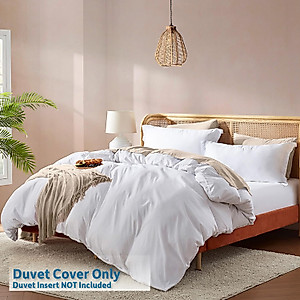 Nestl White Duvet Cover Queen Size - Soft Queen Duvet Cover Set, 3 Piece Double Brushed Queen Size Duvet Covers with Button Closure, 1 Duvet Cover 90x90 inches and 2 Pillow Shams