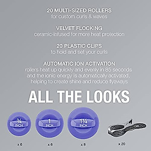 INFINITIPRO BY CONAIR Ceramic Flocked Hot Roller Set with Cord Reel and 20 Hair Rollers