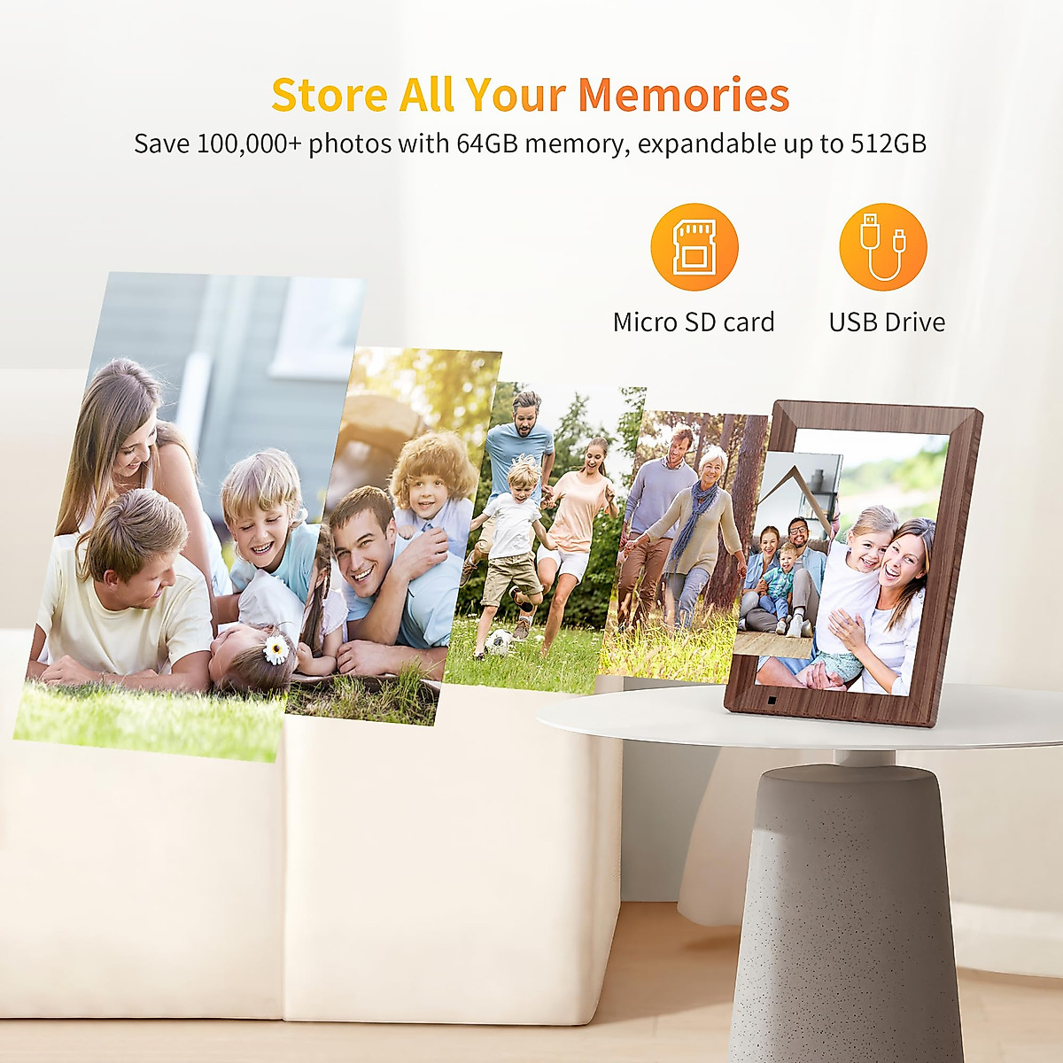 HAOVM 10.1 Inch Smart WiFi Digital Picture Frame,1280x800 HD IPS Touch Screen,64GB Large Storage,2GB RAM,WiFi Digital Photo Frame Load from Phone,Motion Sensor,Auto-Rotate,Wall Mountable,Gift for Mom