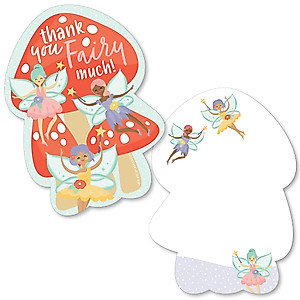 Big Dot of Happiness Let’s Be Fairies - Shaped Thank You Cards - Fairy Garden Birthday Party Thank You Note Cards with Envelopes - Set of 12