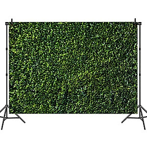 HQM 7x5FT Soft Fabric/Polyester Nature Spring 3D Green Leaves Theme Photo Background Wedding Birthday Party Newborn Baby Shower Photography Backdrops Zoo Decor Shoot Props Bannner