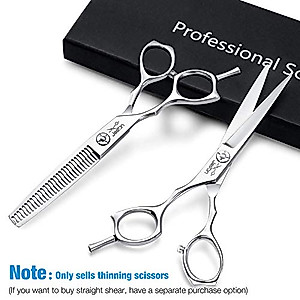 JASON 6 Inch Lefty Barber Thinning Shears for Hair Cutting Professional 30 Teeth Salon Blending Scissors Hairdressing Scissor JP 440C Texturizing Shears for Men Women
