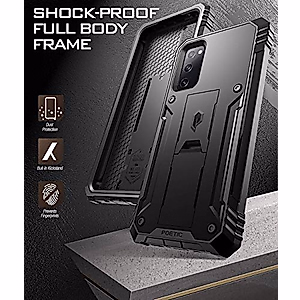 Poetic Revolution Series Designed for Samsung Galaxy S20 FE 5G Case (2020 Release), Full-Body Rugged Dual-Layer Shockproof Protective Cover with Kickstand and Built-in-Screen Protector, Black