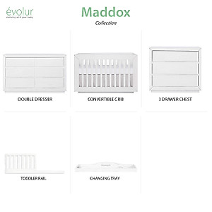 Evolur Maddox Double Dresser, Weathered White