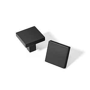 TUNNY 10 Pack Square Solid Cabinet Knobs - Matte Black Furniture Hardware Handles for Kitchen Cabinets Bedroom Dresser Wardrobe Cabinet Pulls