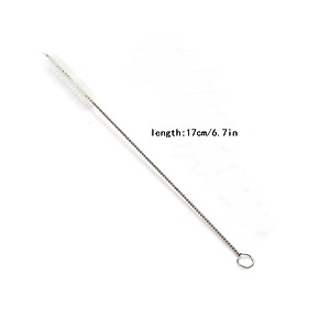 AKOAK 6.1 Inches Bombilla Drinking Filter Straws,Food-Grade 304 Stainless Steel Drinks Stir Spoon Straw for Loose Leaf Tea,Set of 2,Complimentary Straw Cleaning Brush