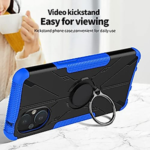 Military Case for OnePlus Nord N20 Tough Rugged Dual Layer Case Hybrid Cover with 360°Ring Holder Kickstand for OnePlus Nord N20