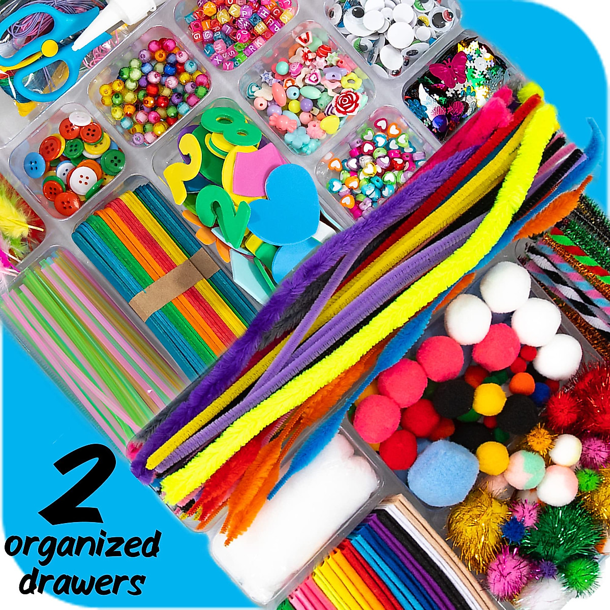 Arts and Crafts Supplies for Kids - 1600+Pcs Craft Kits for Kids - DIY School Craft Project for Kids Age 4 5 6 7 8-12 Gifts for Girls and Boys Crafts for Girls Ages 8-12 Arts Activities