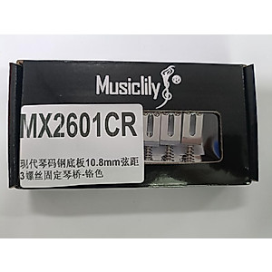 Musiclily Pro 54mm Modern Hardtail Fixed Bridge for Import Strat Tele Style Electric Guitar, Chrome